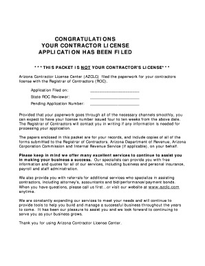 Fillable Online CONGRATULATIONS YOUR CONTRACTOR LICENSE APPLICATION HAS ...