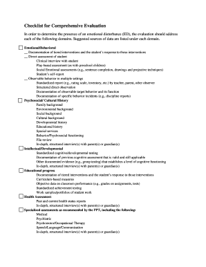Fillable Online sde ct Checklist for Comprehensive Evaluation ...