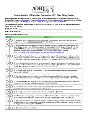 Fillable Online azdeq Determination of P2 Plan Filing Status bFormb ...