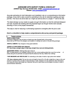 Fillable Online AWESOME SITE SURVEY FORM CHECKLIST Fax Email Print ...