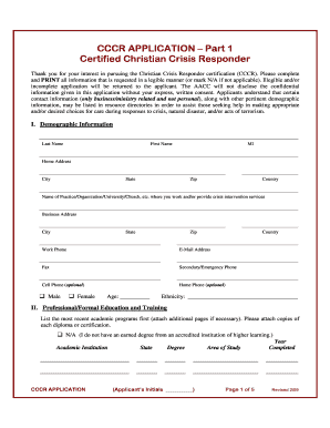 Fillable Online CCCR Application Form - Part 1 - AACC Fax Email Print ...