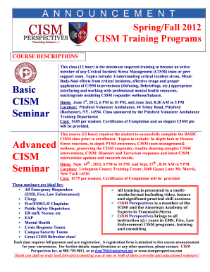 Fillable Online CISM Training Programs Fax Email Print - pdfFiller