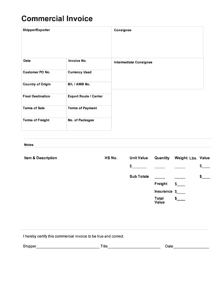 Fillable Online Commercial Invoice - PDFelement Fax Email Print - pdfFiller