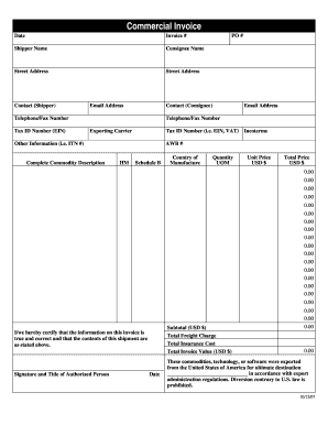 Fillable Online Commercial Invoice.doc Fax Email Print - pdfFiller
