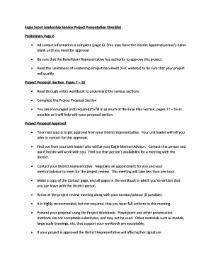 Fillable Online Eagle Scout Leadership Service Project Presentation ...