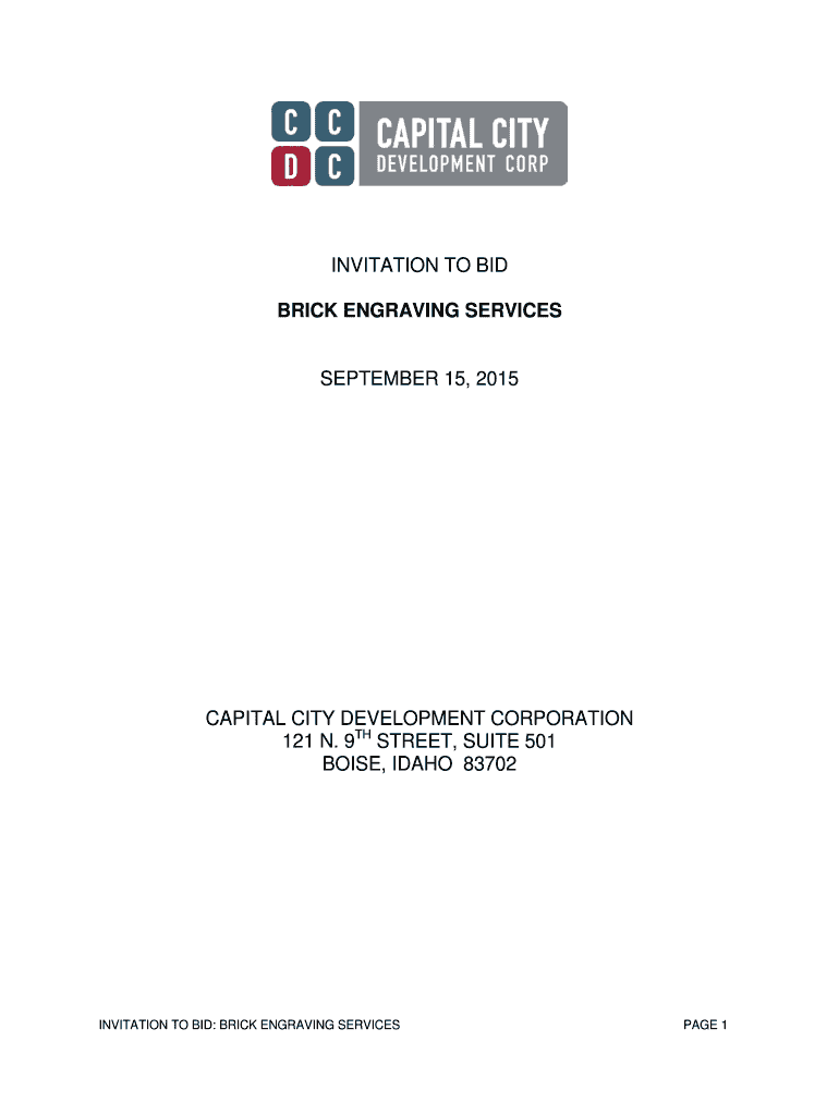 Fillable Online INVITATION TO BID - CCDC Boise Fax Email Print - pdfFiller
