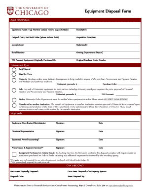 Fillable Online finserv uchicago Equipment Disposal Form - University of Chicago Fax Email Print ...