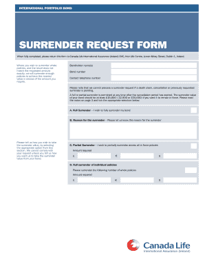 Fillable Online cli-ie-adviser canadalife co BSURRENDERb REQUEST FORM ...