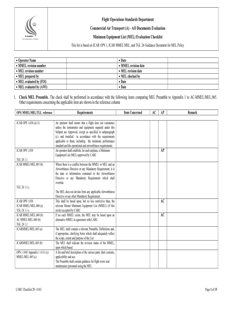 Fillable Online Flight Operations Standards Department Commercial Air ...