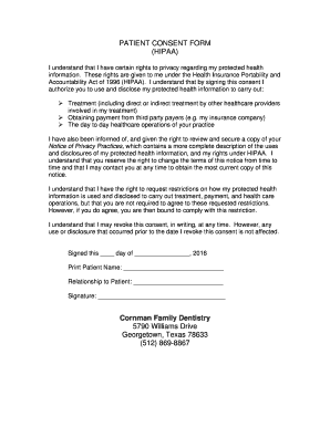 Fillable Online HIPAA Consent Form - Family Dentistry Fax Email Print ...
