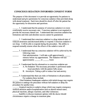 Fillable Online CONSCIOUS SEDATION INFORMED CONSENT FORM.doc Fax Email ...