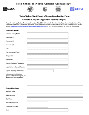 Fillable Online nabohome Field School in North Atlantic Archaeology ...