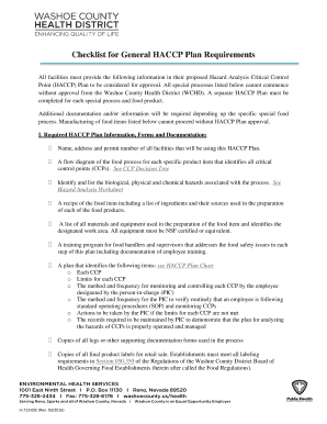 Fillable Online Checklist for General HACCP Plan Requirements Fax Email ...