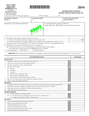 Fillable Online revenue ky (Form 720S) KENTUCKY SCHEDULE K1 41A720S(K1 ...