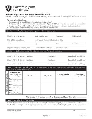 Fillable Online Harvard Pilgrim reimbursement form Fax Email Print ...