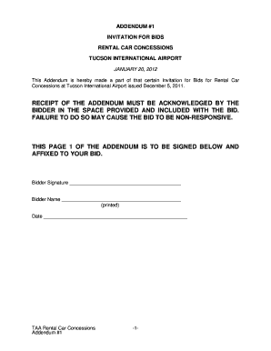 Fillable Online RECEIPT OF THE ADDENDUM MUST BE ACKNOWLEDGED BY THE ...