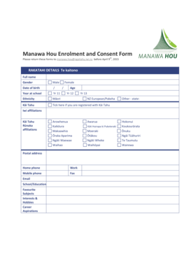 Fillable Online ngaitahu iwi Manawa Hou Enrolment and Consent Form ...