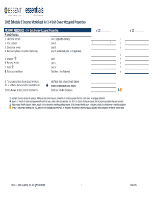 Fillable Online 2015 Schedule E Income Worksheet for 24 Unit Owner ...