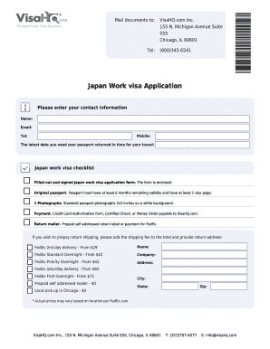 Fillable Online Japan Work visa Application - japanvisahqcom Fax Email ...