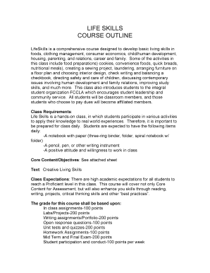 Fillable Online LifeSkills is a comprehensive course designed to ...