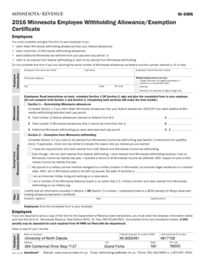 Fillable Online und claim more than 10 Minnesota withholding allowances ...
