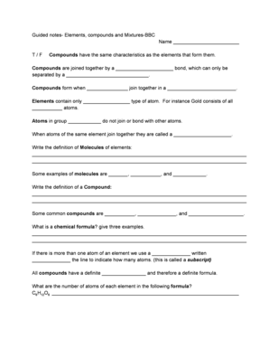 Fillable Online Guided notes Elements compounds and Mixtures BBC Fax ...