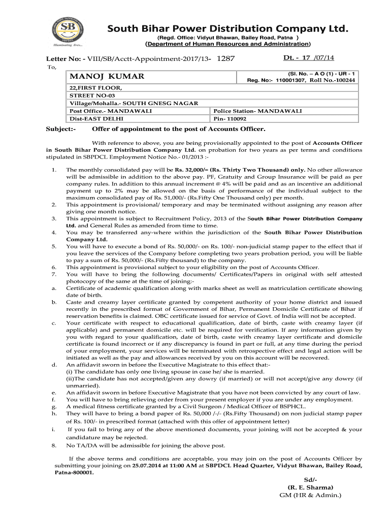 Fillable Online app sbpdcl South Bihar Power Distribution Company Ltd ...