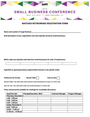 Fillable Online MATCHED NETWORKING REGISTRATION FORM - s3goeshowcom Fax ...