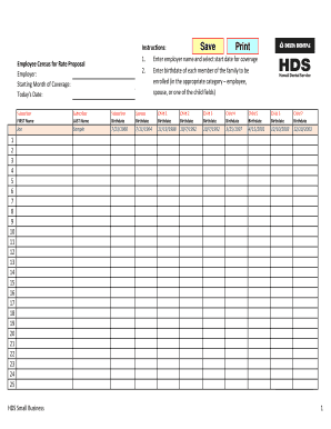 Fillable Online Instructions Employee Census for Rate Proposal Employer ...