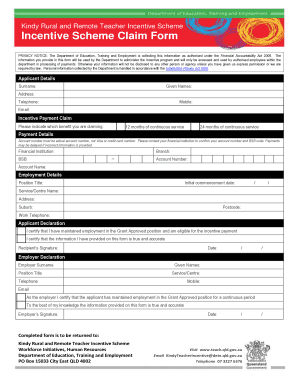 Fillable Online education qld gov Incentive Scheme Claim bFormb Fax ...
