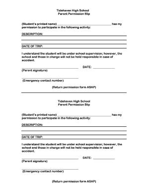 Fillable Online Field Trip Parent Permission Slip Fax Email Print - pdfFiller