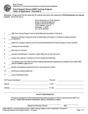 Fillable Online dhs state il Letter of Application Checklist G Fax ...
