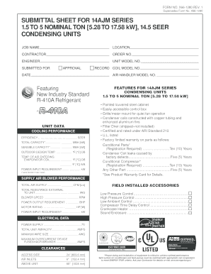 Fillable Online X66-1280 Rev 01 14AJM Value Line 145 Seer Air ...