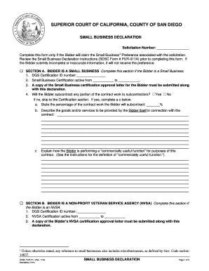 Fillable Online sdcourt ca SMALL BUSINESS DECLARATION Fax Email Print ...