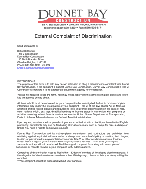 Fillable Online External Complaint of D inatio - DunnetBay Fax Email ...