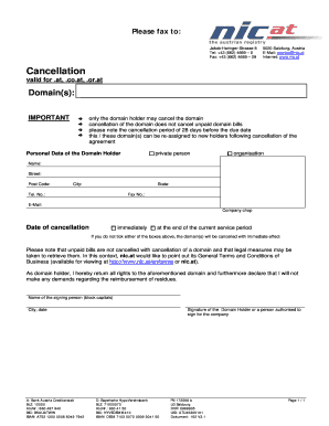 Fillable Online Cancellation - InterNetX Fax Email Print - pdfFiller