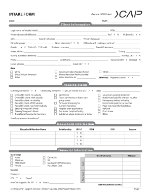 Fillable Online INTAKE FORM - Cascade AIDS Project Fax Email Print ...