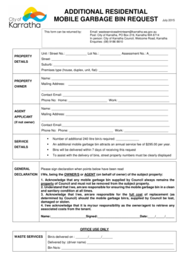 Fillable Online karratha wa gov ADDITIONAL RESIDENTIAL MOBILE GARBAGE ...