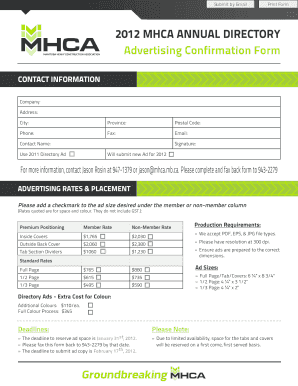 Fillable Online mhca mb 2012 MHCA ANNuAl DiRECtoRy Advertising ...