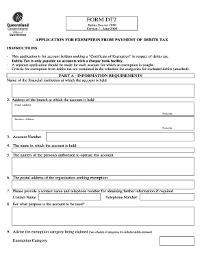 Fillable Online education qld gov FORM DT2 - Education Queensland ...