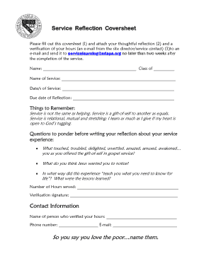 Fillable Online Service Reflection Coversheet Fax Email Print - pdfFiller