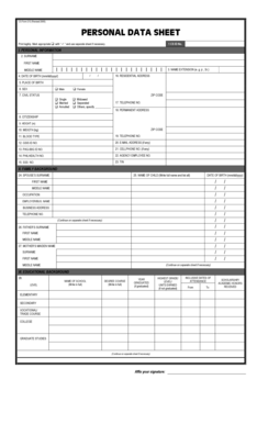 Fillable Online depedbohol CS Form 212 Revised 2005 PERSONAL DATA SHEET ...