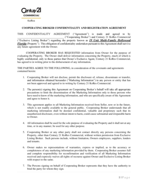 Fillable Online REIB COOPERATING BROKER CONFIDENTIALITY AND ...