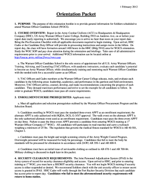Fillable Online usacac army Orientation Packet - US Army Combined Arms ...