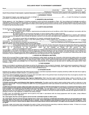 Fillable Online Exclusive Right to Represent - Buyer Agency Agreement ...