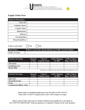 Fillable Online Supply Order Form Update - USDTL Fax Email Print ...