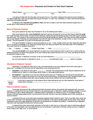 Fillable Online Root Canal Treatment consent form r1 - protectorplancom ...