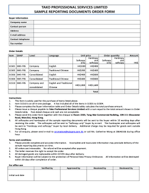 Fillable Online Sample Reporting Documents order form R1 - Qual-Mark ...