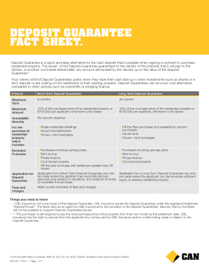 Fillable Online Deposit Guarantee is a quick and easy alternative to ...