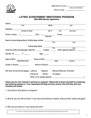 Fillable Online MenteeApplication2004-2005PDF Fax Email Print - pdfFiller